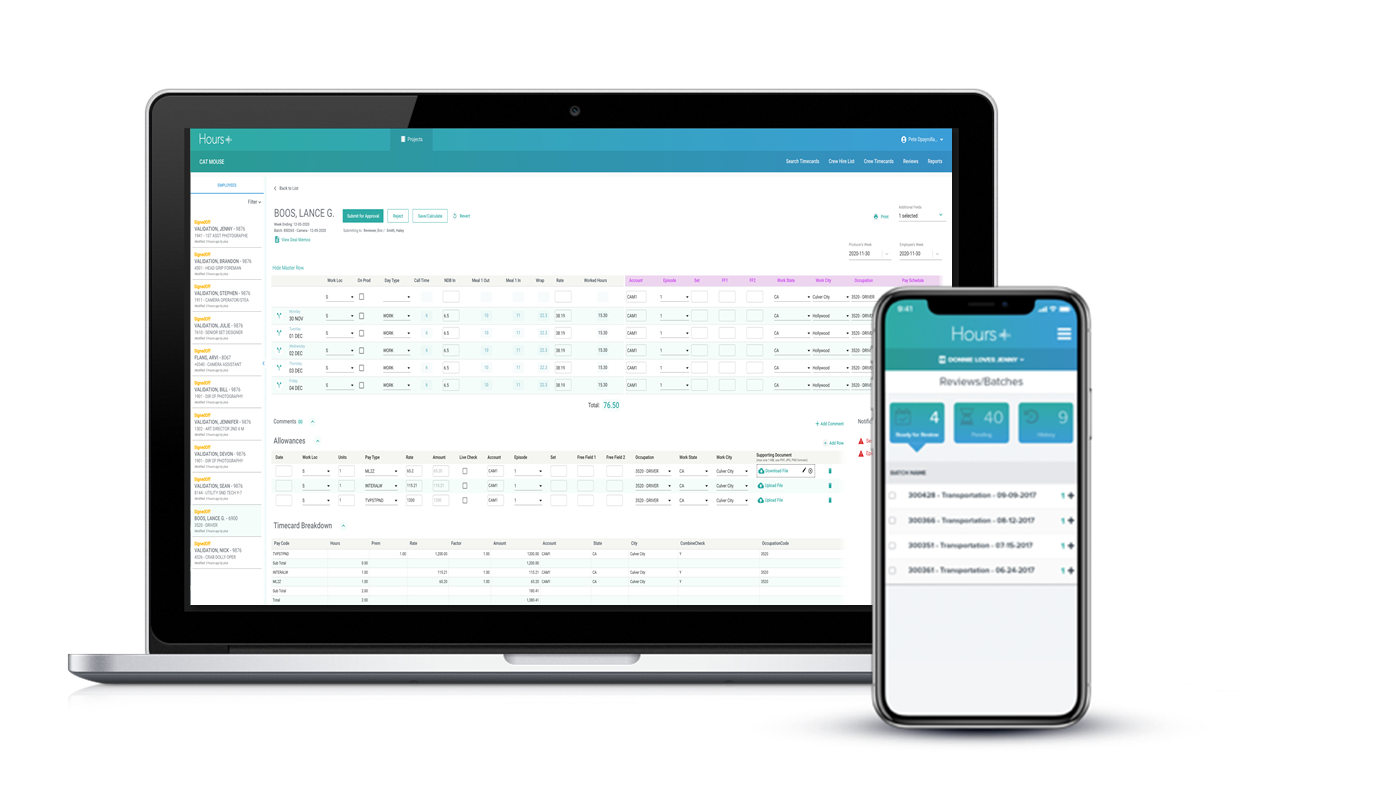 Hours+ by Cast & Crew | Digital Timecards for Production